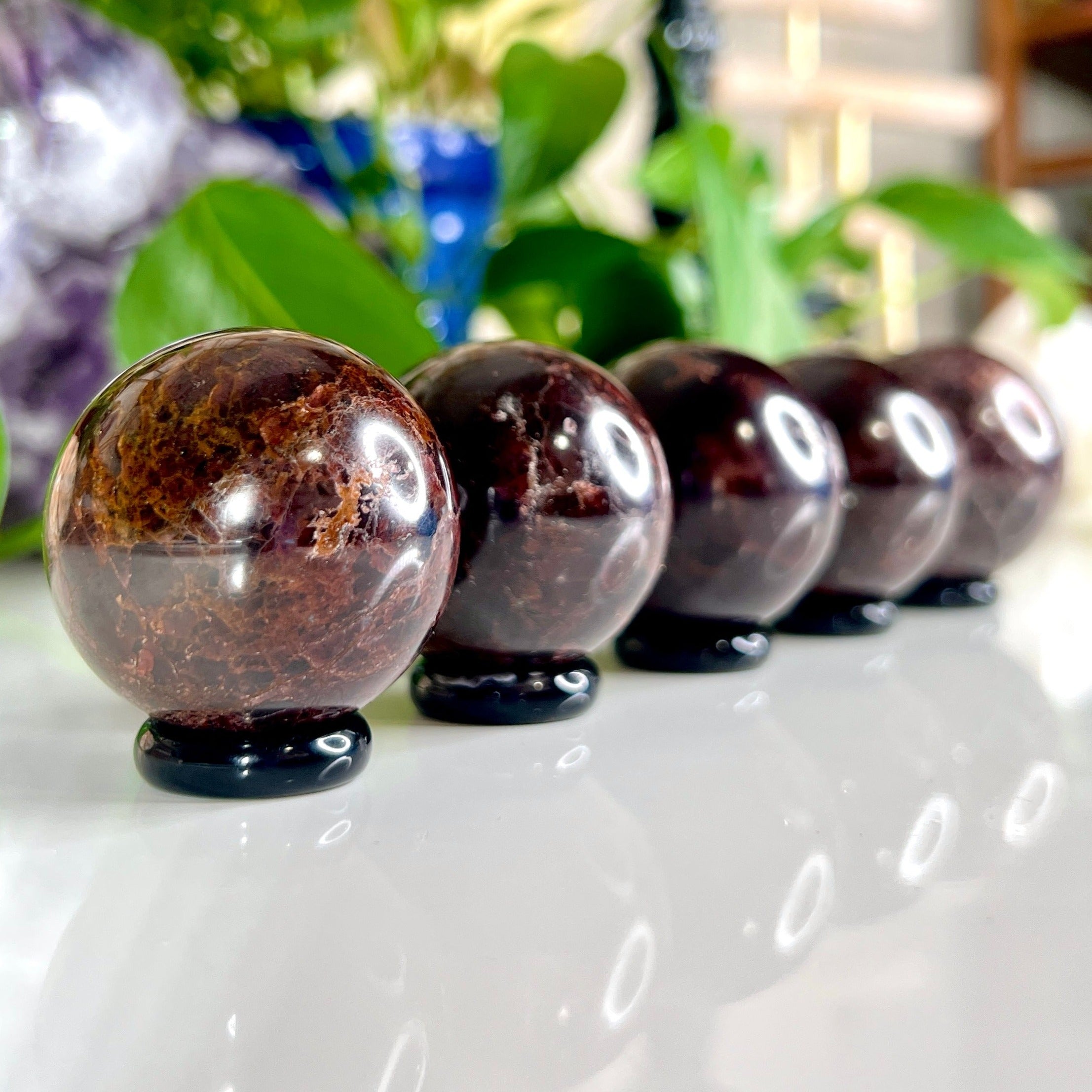 Garnet Spheres – Crunchy Mama's Crystals