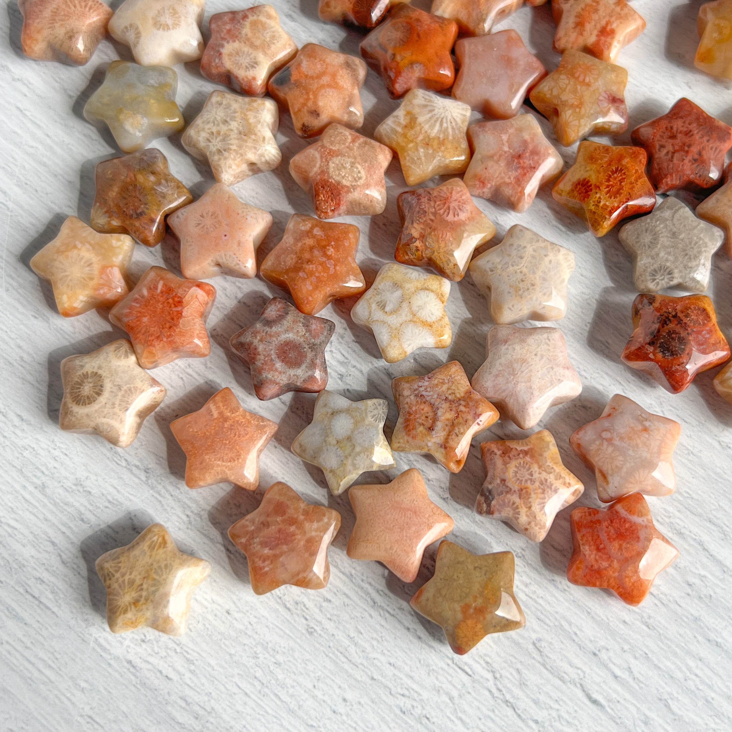 Drilled Coral Jasper Stars – Crunchy Mama's Crystals